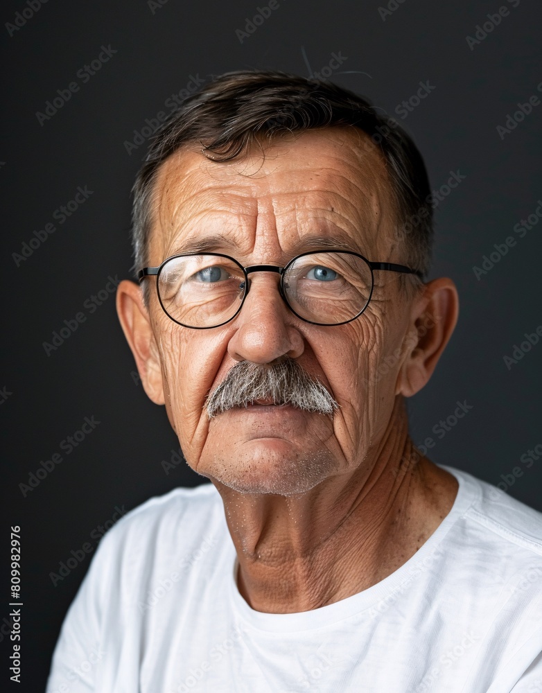 ID Photo for Passport : European elderly person man with straight short ...