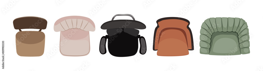 Armchairs, chairs for interior design set, top view. Overhead living ...