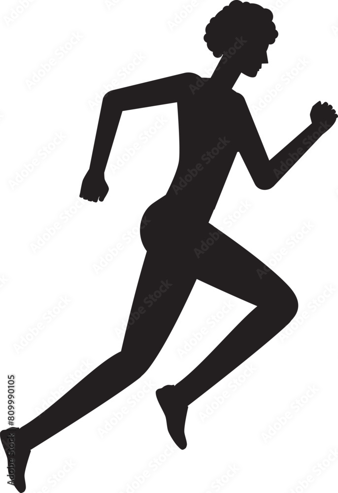 Silhouette of running woman. Abstract runner silhouette, sprinter ...