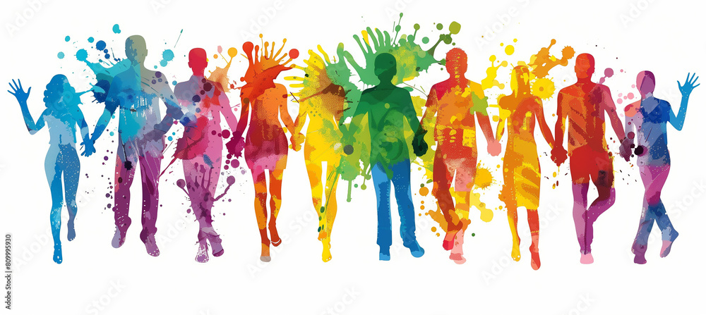 People of different races and cultures, holding hands, representing ...