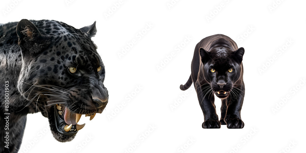 Black panther on the prowl: Close up, half body, and full body set of ...