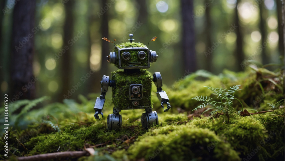 Enchanted Forest Wanderer, A Tiny Robot, Constructed with Green Moss ...