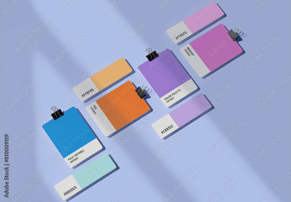 Top View of Color Palette Cards Mockup Stock Template | Adobe Stock