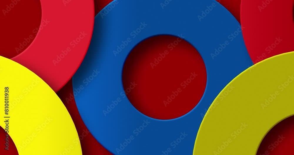 abstract flat Doughnut shape circles of different colors, yellow, red ...