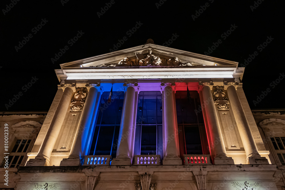Night view of Nice Courthouse (Palace of Justice, 1885) - imposing law ...
