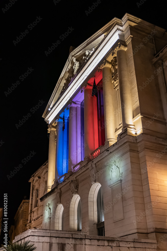 Night view of Nice Courthouse (Palace of Justice, 1885) - imposing law ...