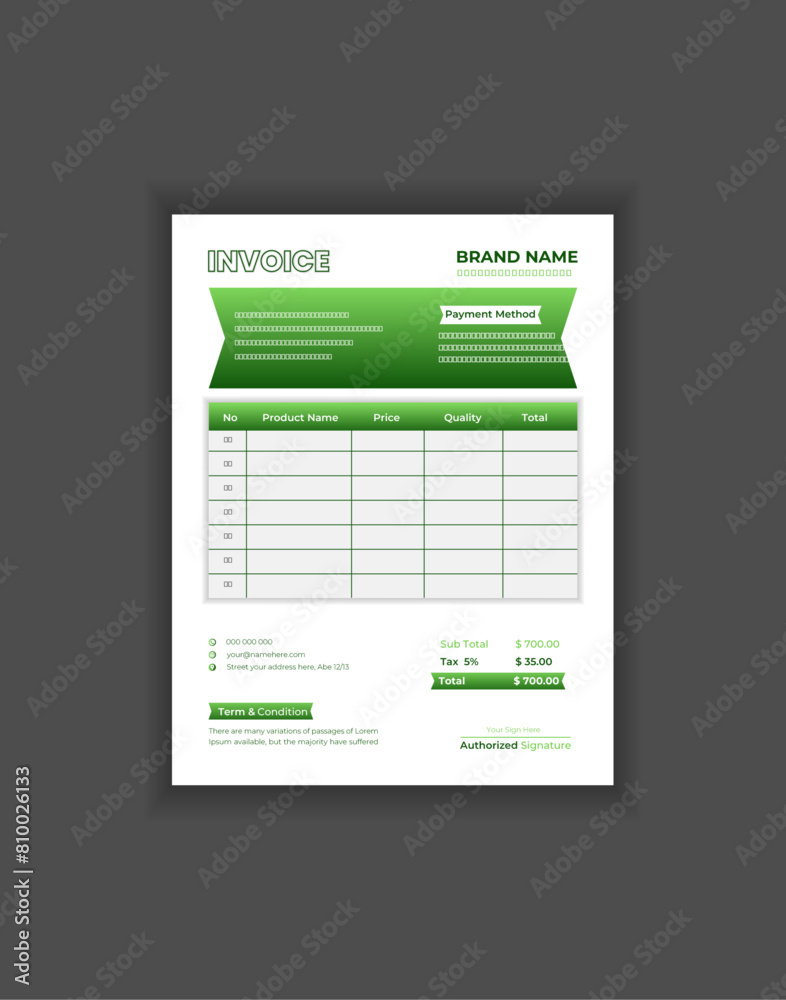 Clean Stylish Minimal Corporate Business Invoice Design Template and ...