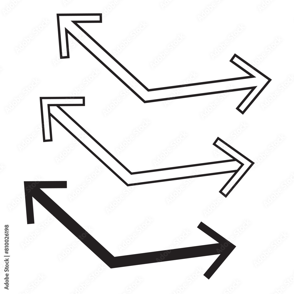 Dual sided arrow vector, icon, silhouette design. Semicircular curved ...