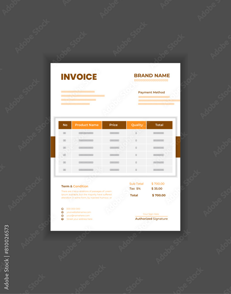 Minimal Corporate Business Invoice Design Template and Bill Memo ...
