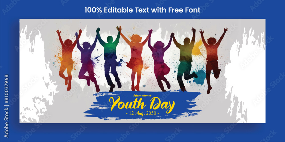 international youth day editable horizontal web banner and social media ...
