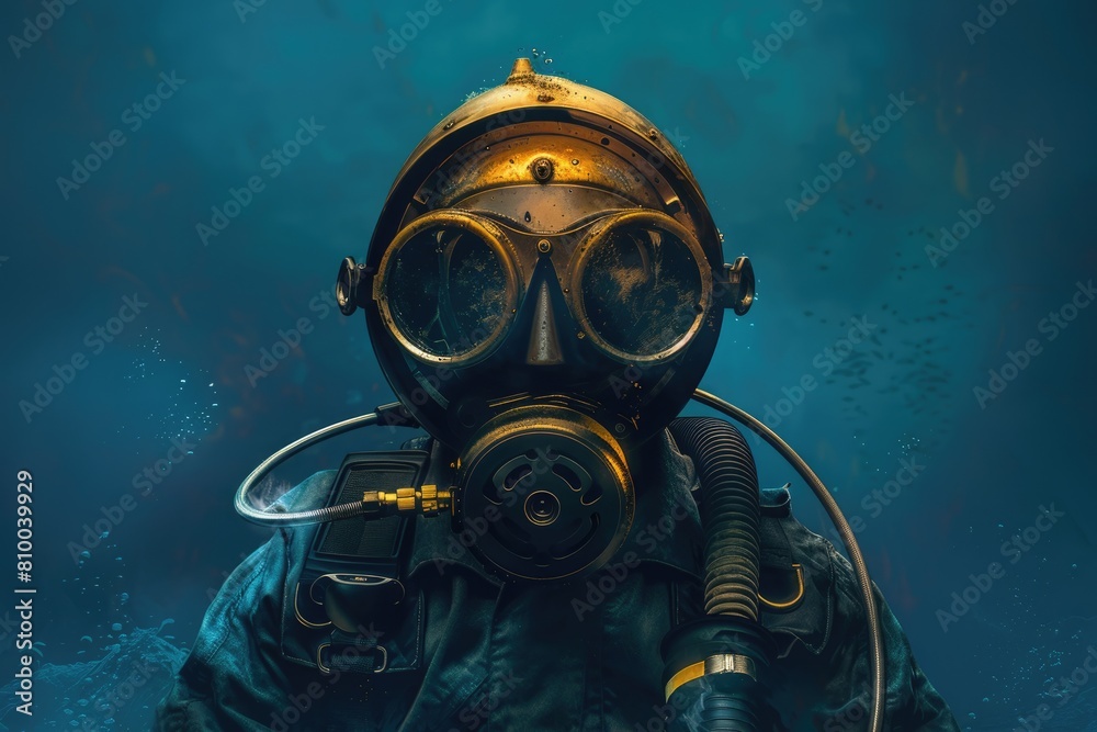 Deep Sea Adventure: Exploring Blue Water Depths with a Saturation Diver in Bell Helmet and ...