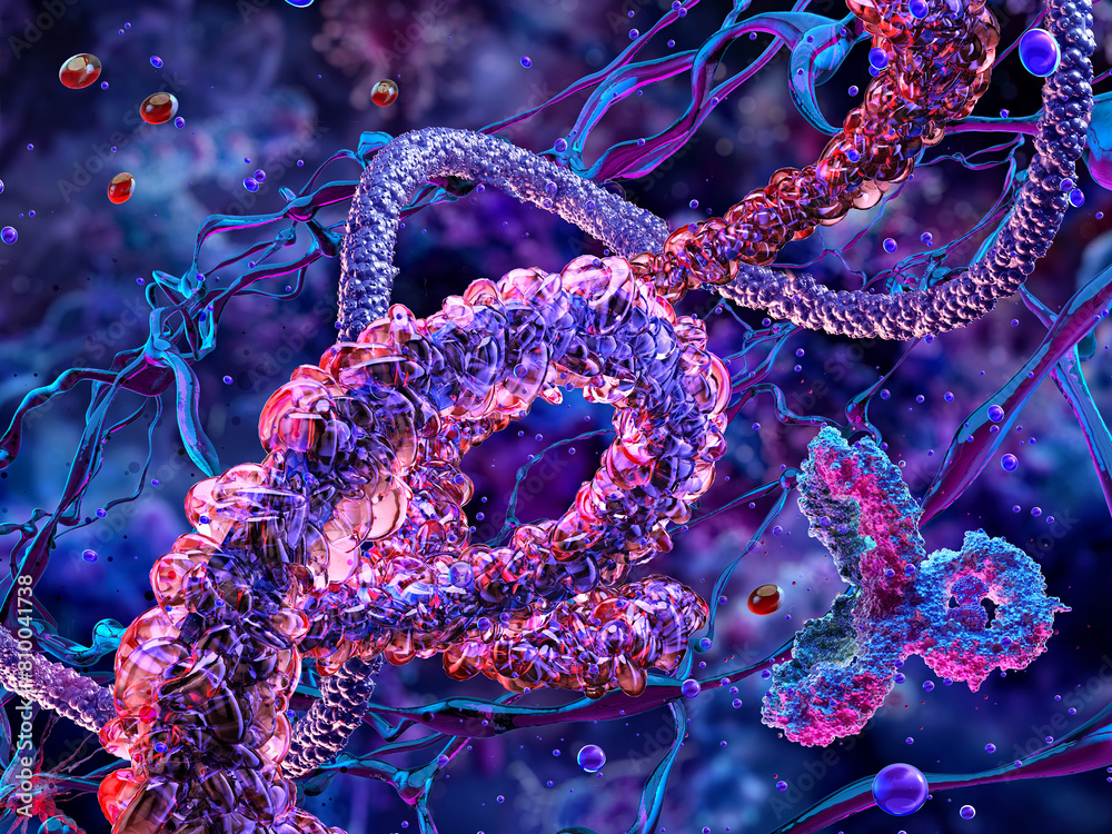 3d Protein Molecules Structure Formed By Amino Acids And Peptides Visualization Of Protein