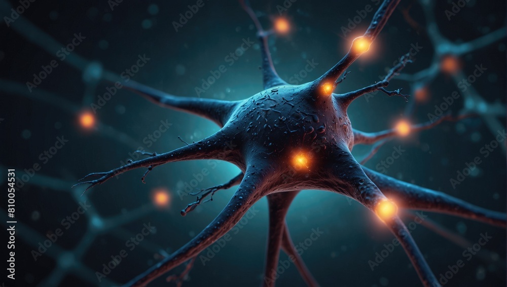 3d rendered illustration of bacteria Neurons cells concept generative ...