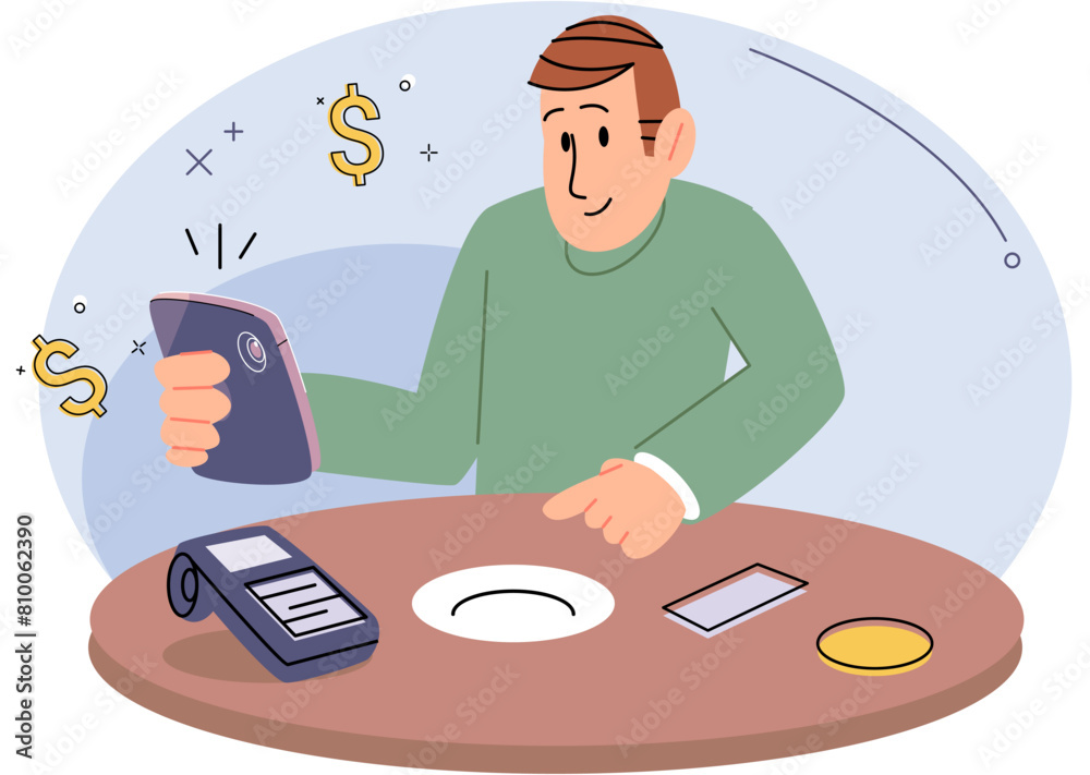 Cashless payment. Vector illustration. Contactless payment and ...