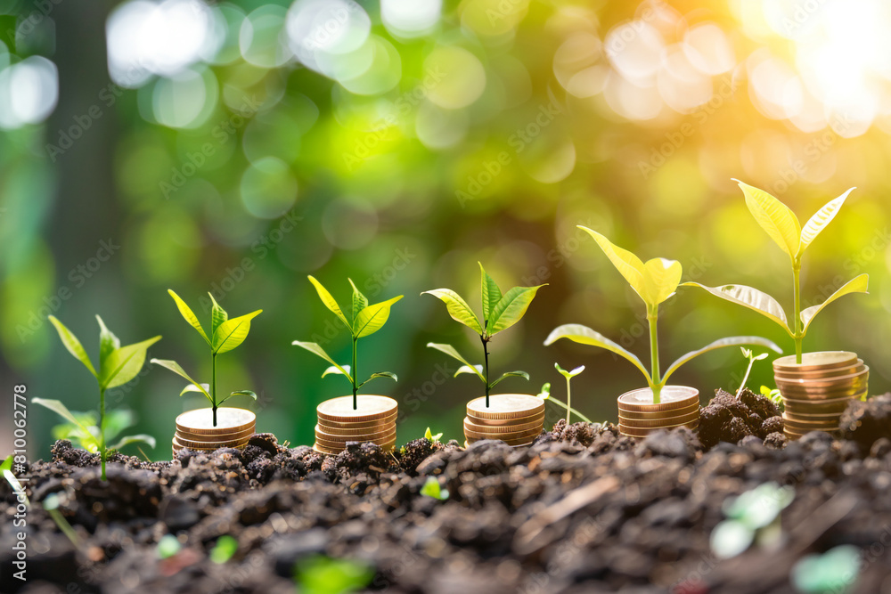 A financial start depicted by a seed growth in a field of capital, with ...
