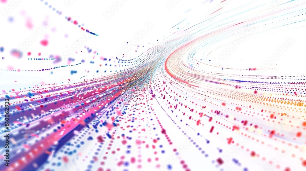 Abstract vector illustration of data flow with binary code and colorful ...