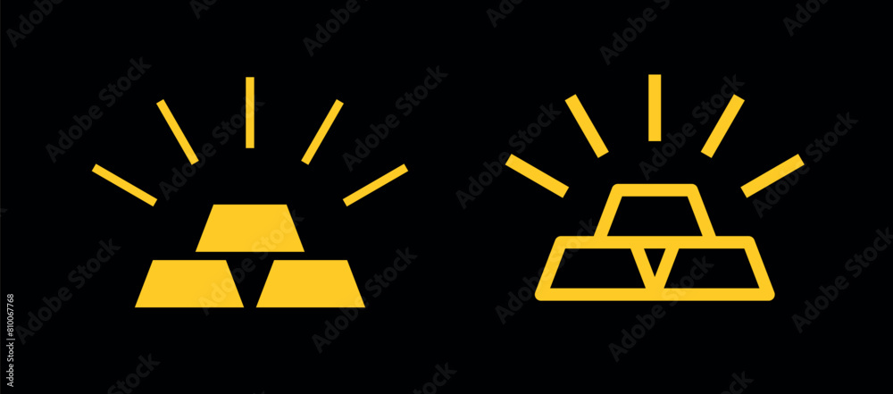 Gold icon. Gold bar (bullion), symbol of money or wealth. Shiny gold ...