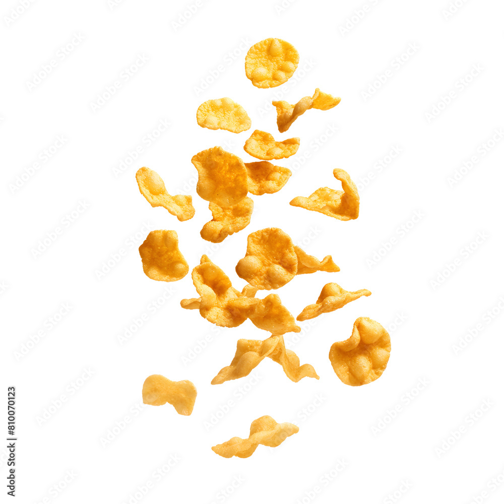 Cornflakes pieces Falling isolated on transparent background Generative ...