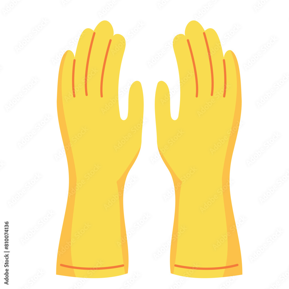 Yellow cleaning gloves icon. Glove icon. Dish wash gloves. Vector ...