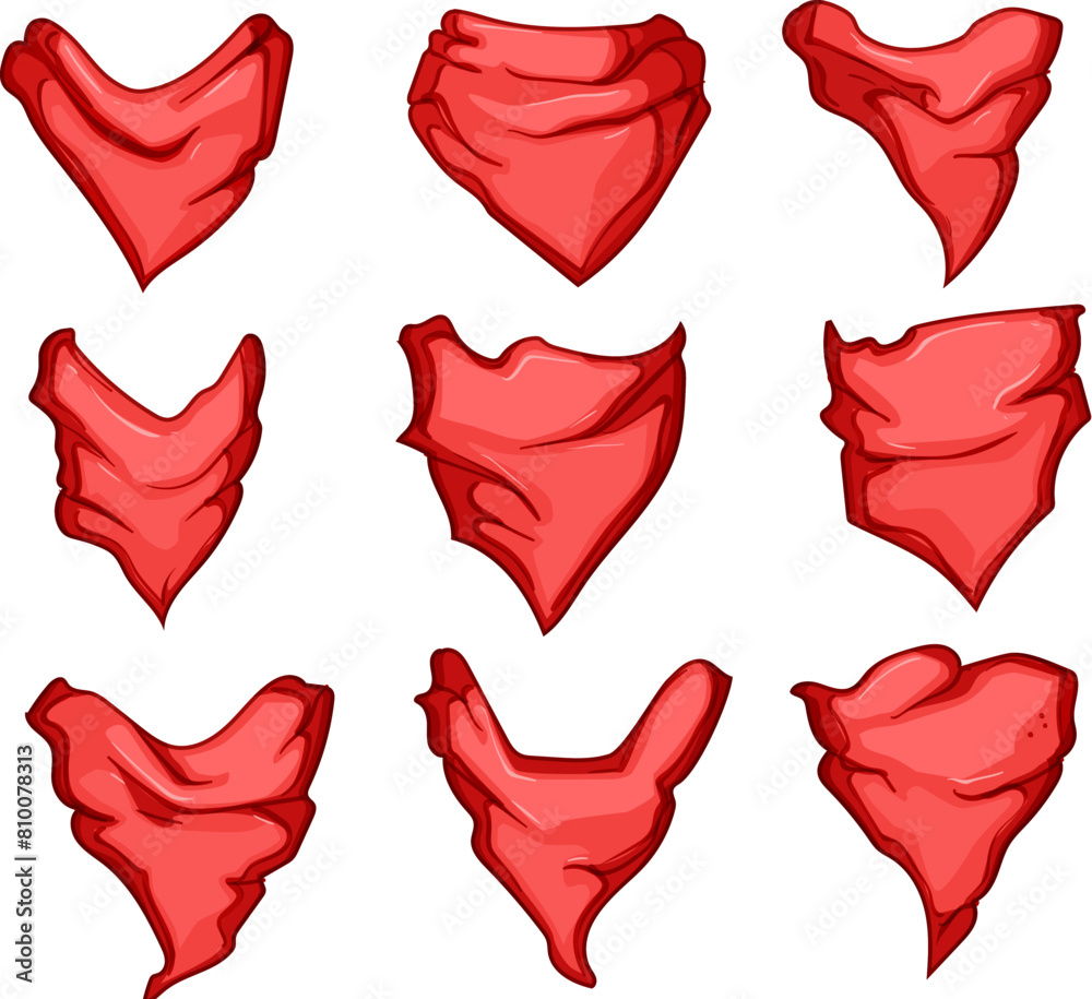 handkerchief wild west set cartoon. cowboy scarf, red neck, bandit band ...