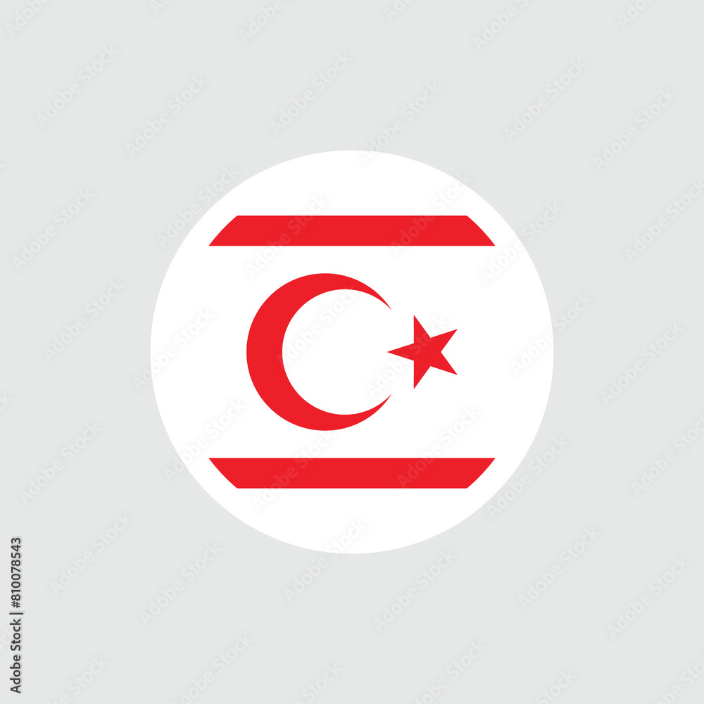 Flag of Northern Cyprus. White flag with a red crescent and star. State ...