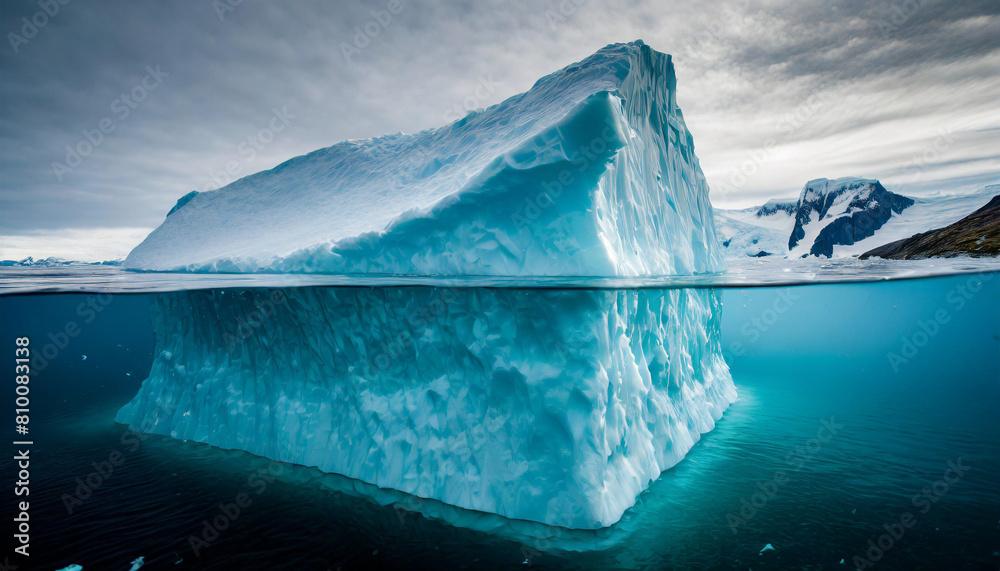 iceberg submerged in water, symbolizing hidden risks of global issues ...