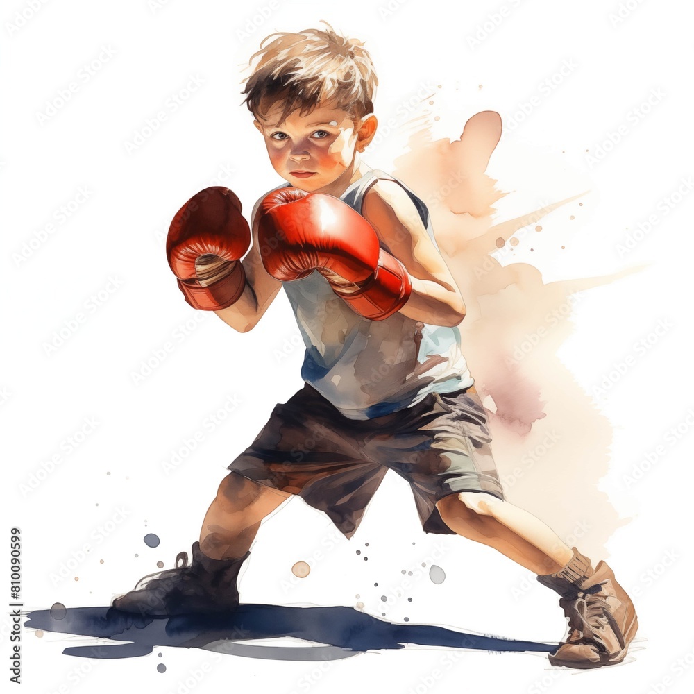 Children boxing. Boxing sport clipart. Watercolor illustration ...