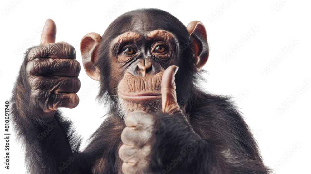 A monkey giving a thumbs up isolated on white background, png ...