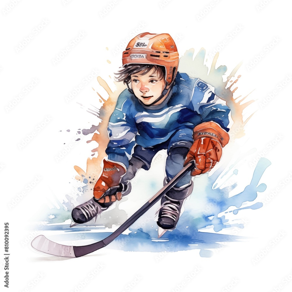 Children hockey. Hockey sport clipart. Watercolor illustration ...