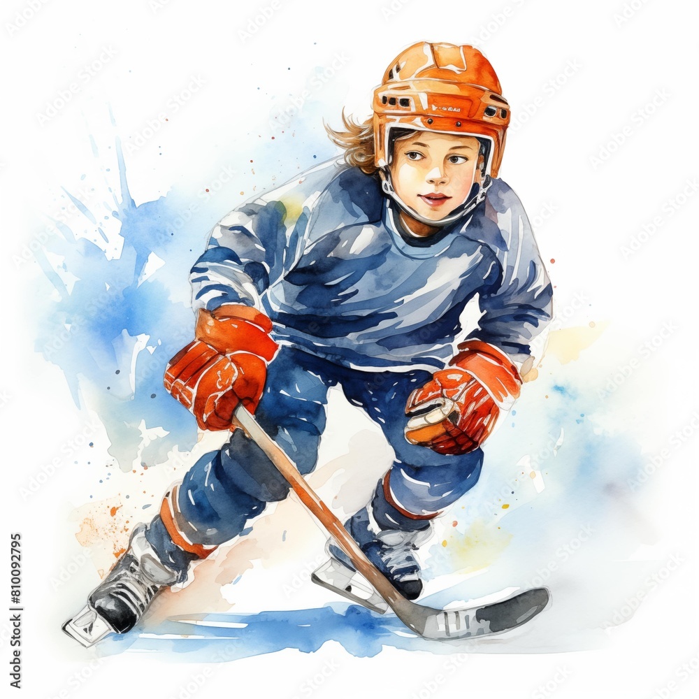 Children hockey. Hockey sport clipart. Watercolor illustration ...