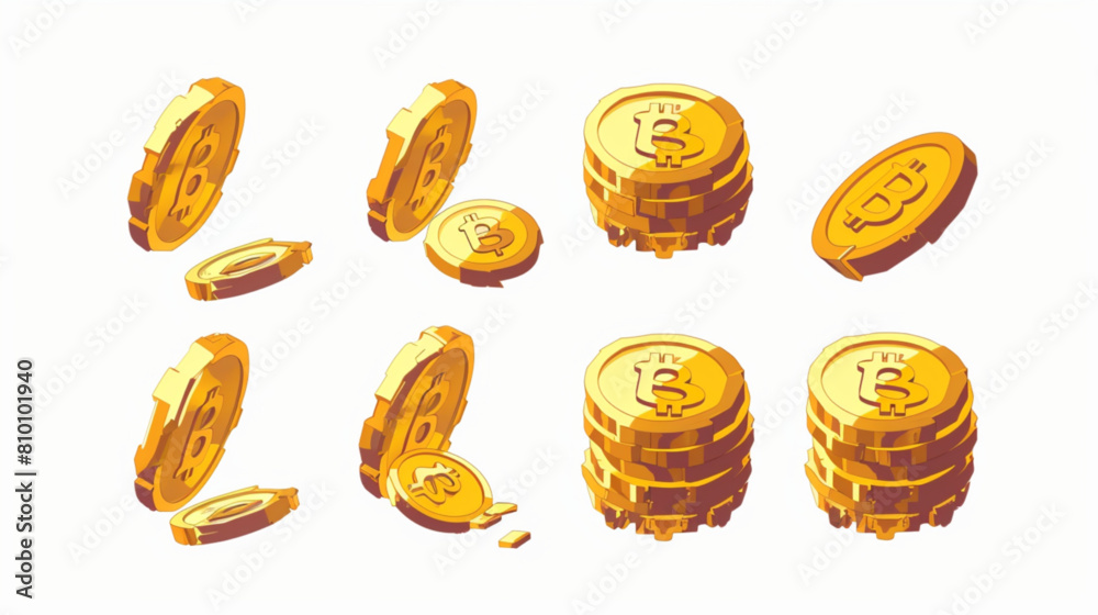 Pixel art gold coins. Cartoon 8bit pixelated money for retro video game ...