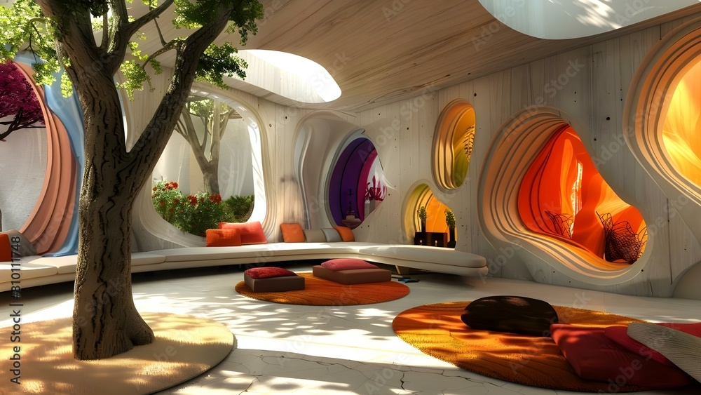 Virtual 4k timelapse animation of eco village interior design ...