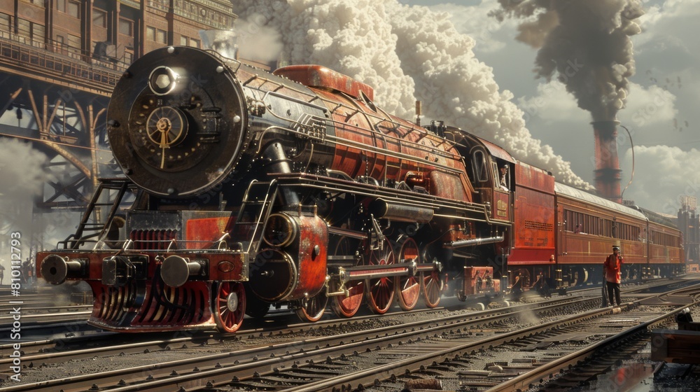 high-speed train engineer conducting a detailed inspection of the ...