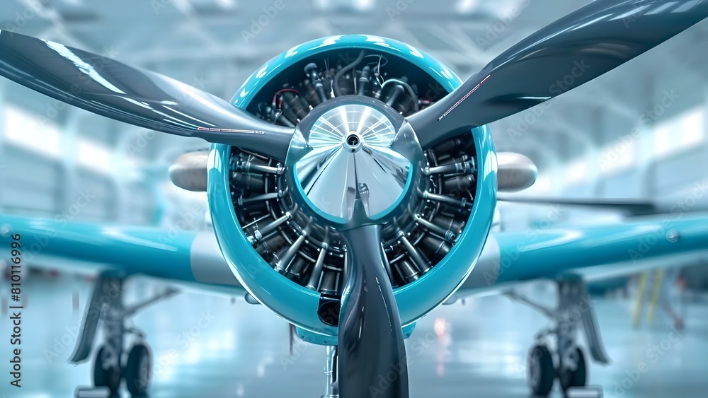 Closeup image of airplane propeller for aviation articles or engine ...