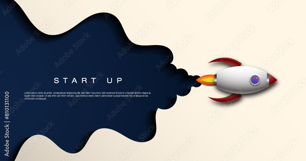 Startup infographic design. Rocket launch. Presentation slide template ...
