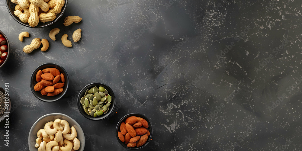 vue verticale d'un assortiment de fruits et fruit secs sur un plan de ...