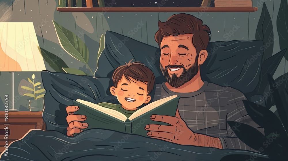 Father's Bedtime Story: As bedtime approaches, a father reads a story ...