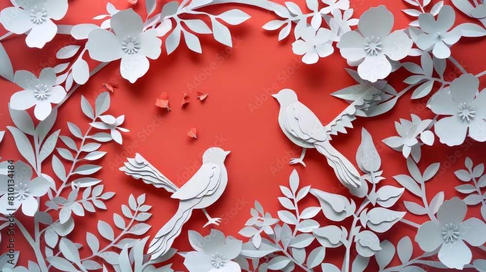 Whimsical paper cutout designs on a transparent surface, ready to add a ...