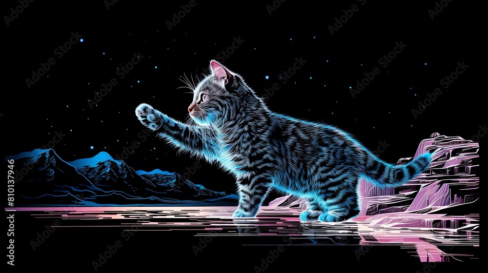 Animated pixel art gif of a cat chasing a laser pointer, displayed on ...
