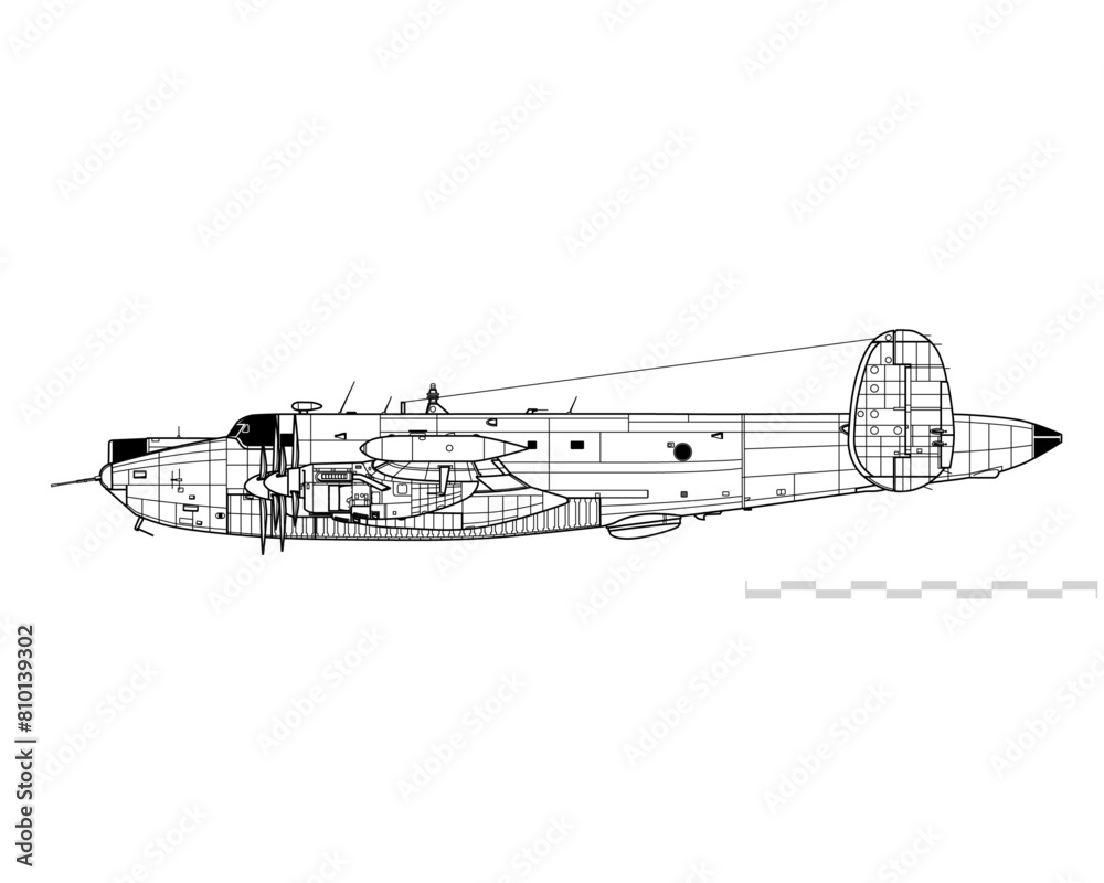 Vector drawing of maritime patrol aircraft. Side view. Image for ...