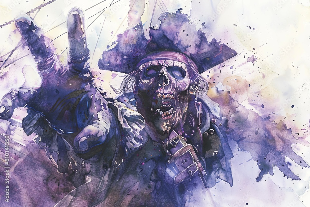 Watercolor pirate in action pose - Dynamic watercolor illustration ...