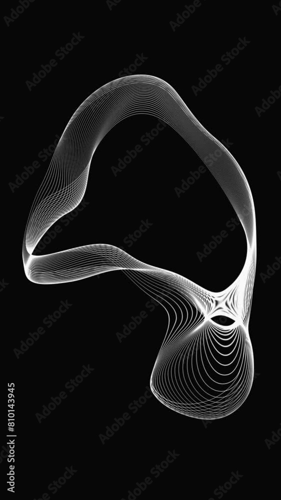 Abstract seamless looped white color thin wavy curve moving lines in ...