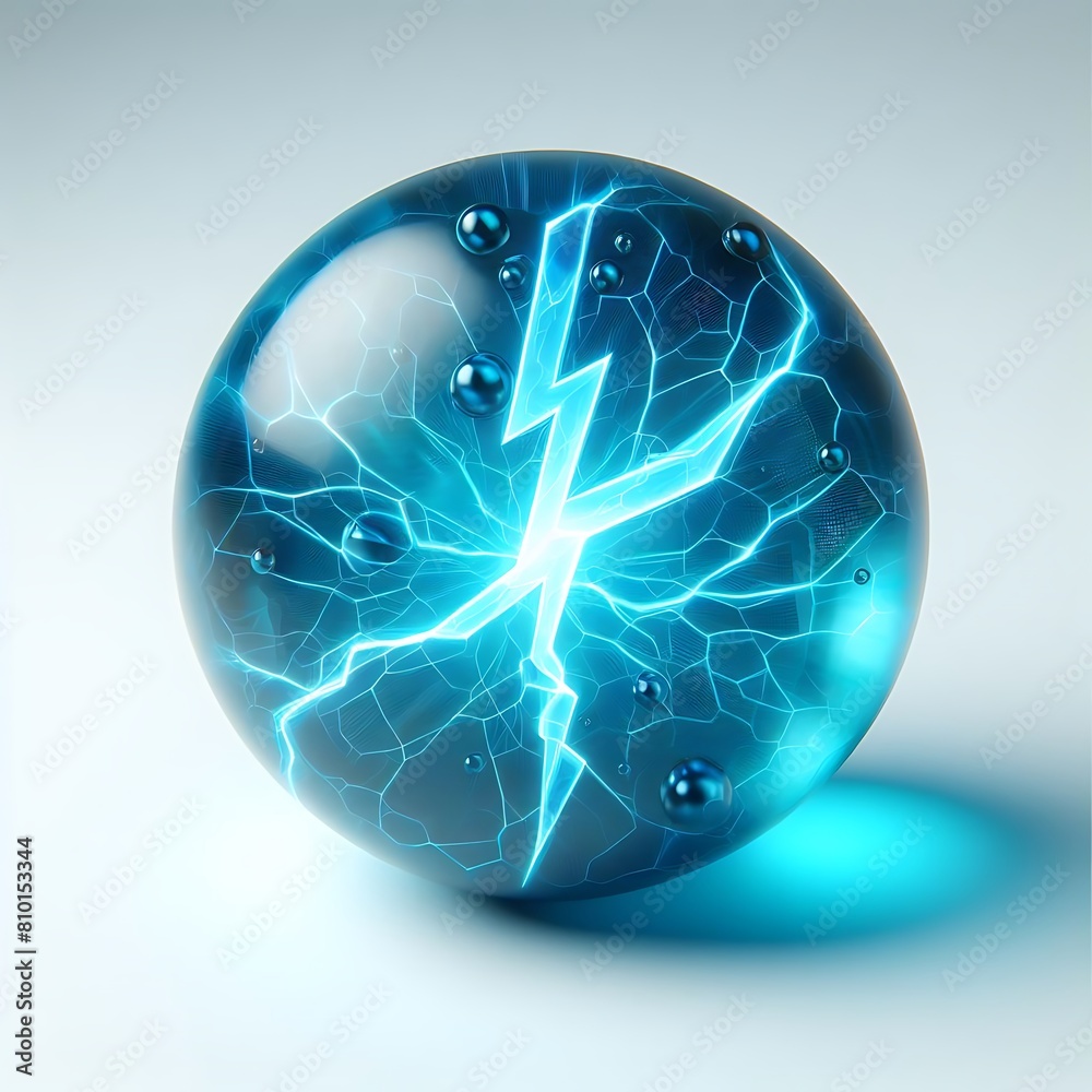 Powerful electrical discharge, lightning strike impact place realistic ...