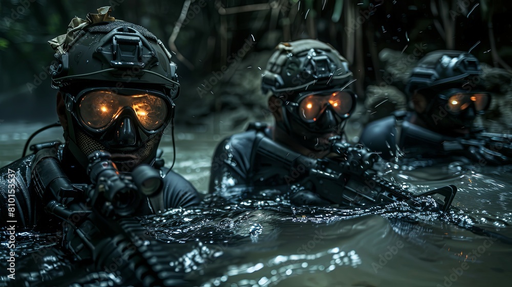 Soldiers submerged in water during operation - Intense depiction of ...