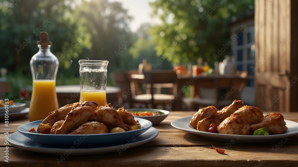 World food safety day with a vibrant outdoor feast, chicken dish recipe ...