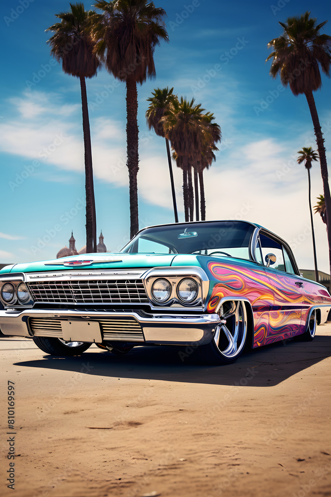 illustrated low rider on beach road, low rider, beach road low rider ...