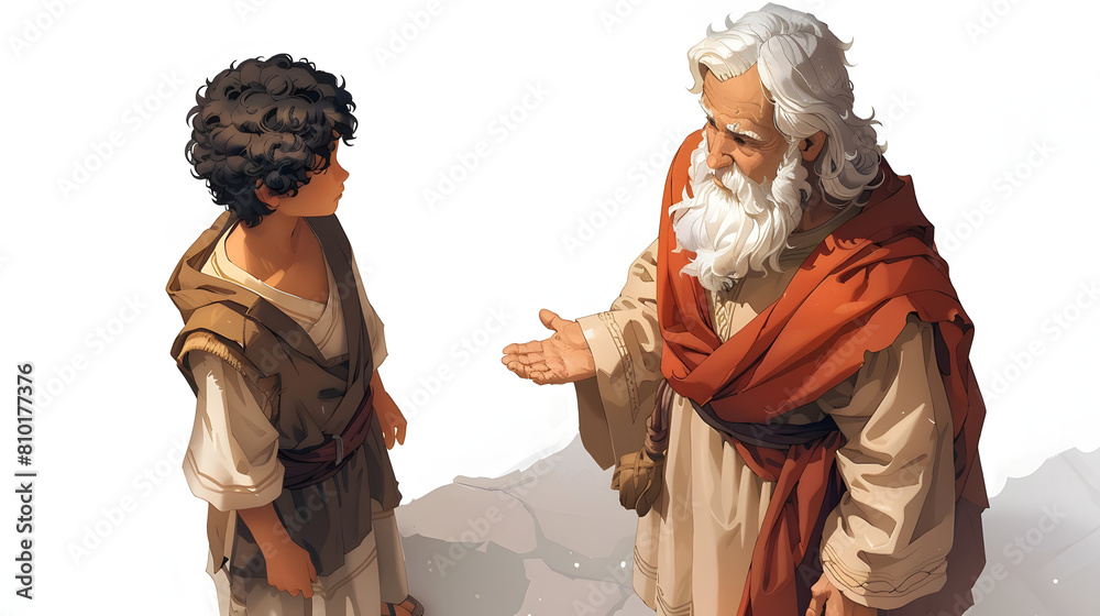 The parable of the prodigal son and god's forgiveness isolated on white ...