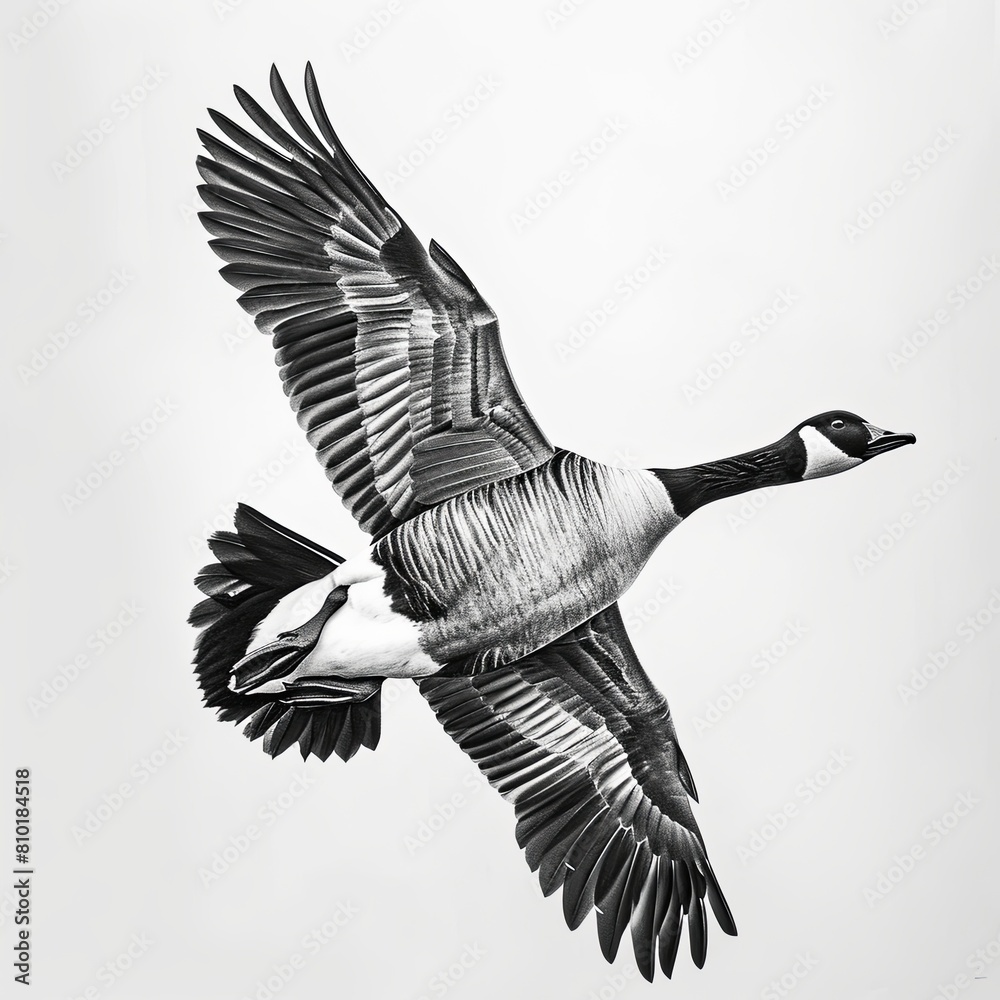 Canada Goose Pencil Sketch Hand Drawn Black and White Isolated ...