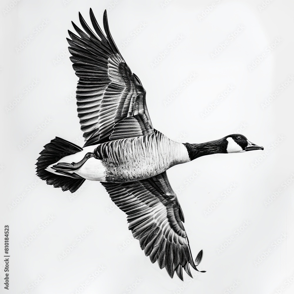 Canada Goose Pencil Sketch Hand Drawn Black and White Isolated ...