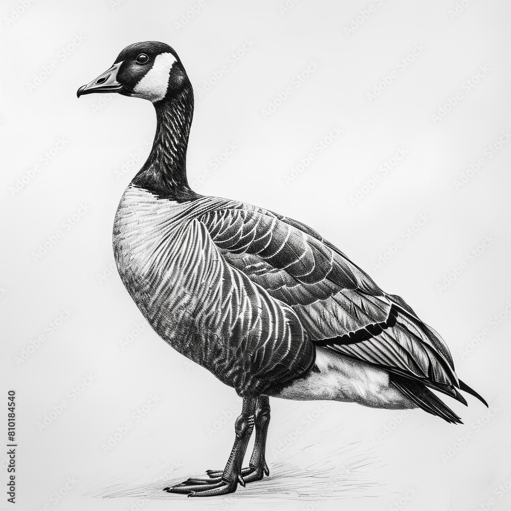 Canada Goose Pencil Sketch Hand Drawn Black and White Isolated ...